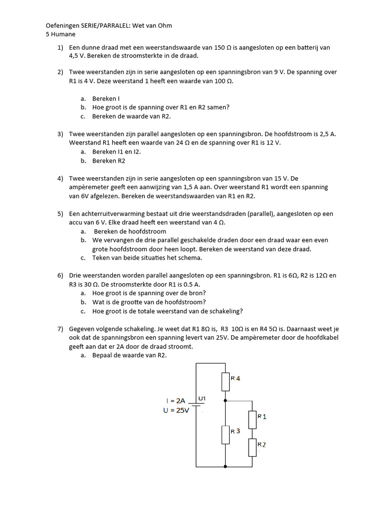 Wet Van Ohm Oefeningen | PDF
