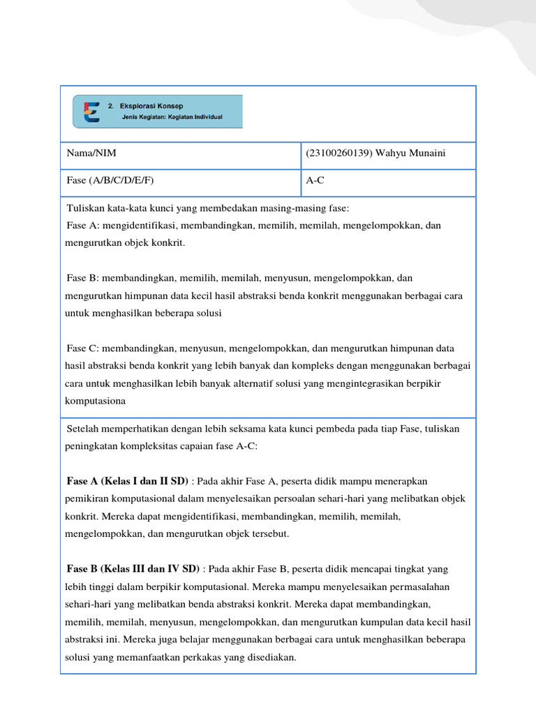 6 - E - T2 - LKM1-T2 - EKSPLORASI KONSEP - Wahyu Munaini 139 | PDF