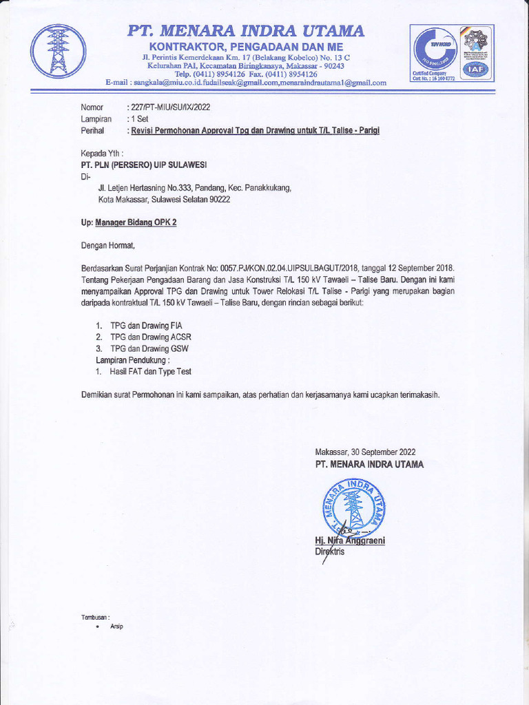 Permohonan Approval TPG & Drawing | PDF