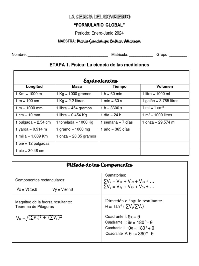 Lcm-Formulario Global 2024 | PDF | Las leyes del movimiento de Newton | Ley de Newton de la ...