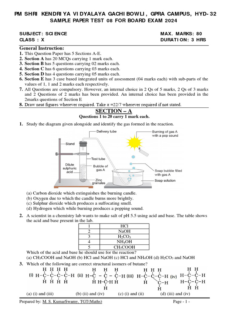 Science Class X Sample Paper Test 08 For Board Exam 2024 | PDF | Neuron ...