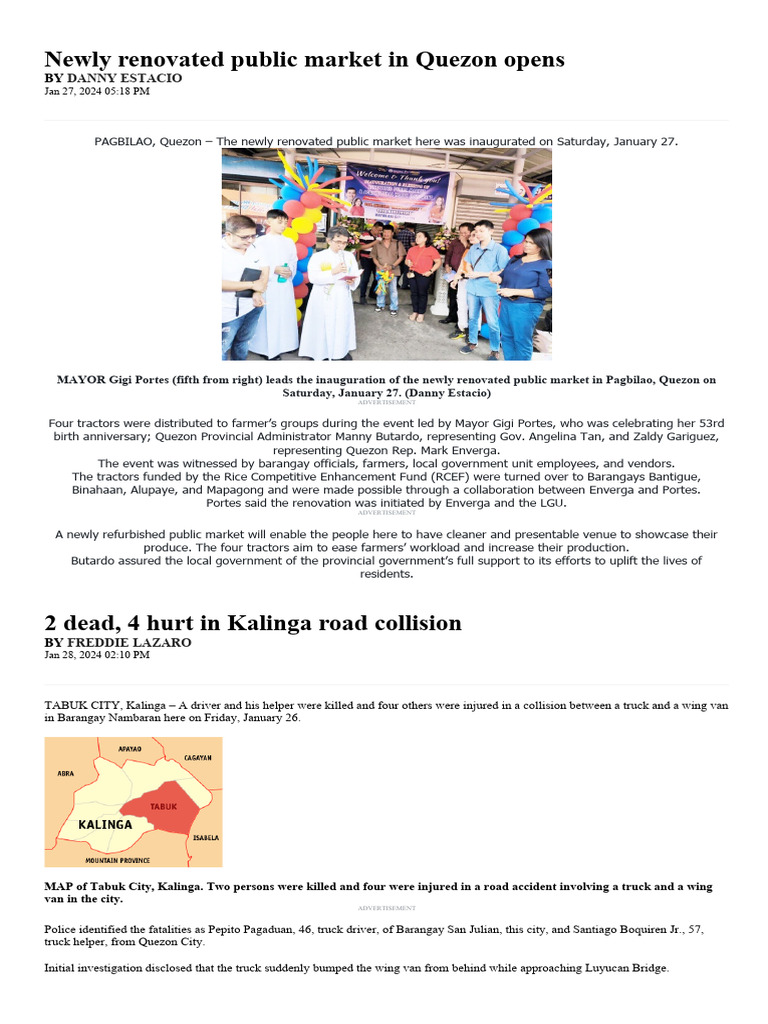 Newly Renovated Public Market in Quezon Opens | PDF | Government