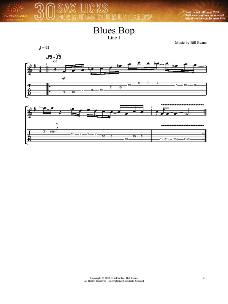 30 Sax Licks For Guitar You Must Know Tabs | PDF