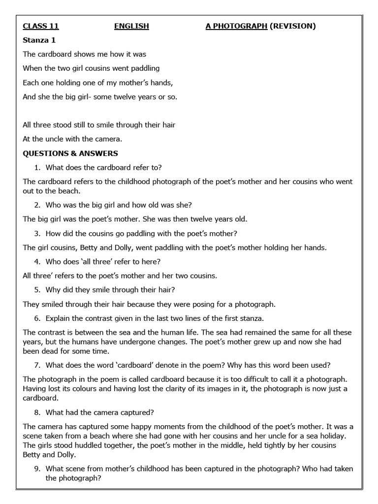 A Photograph - Handout 1 | PDF | Laughter