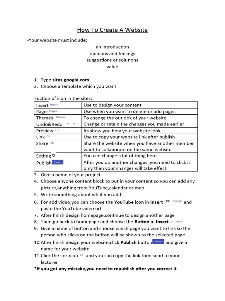 Step To Create A Website | PDF