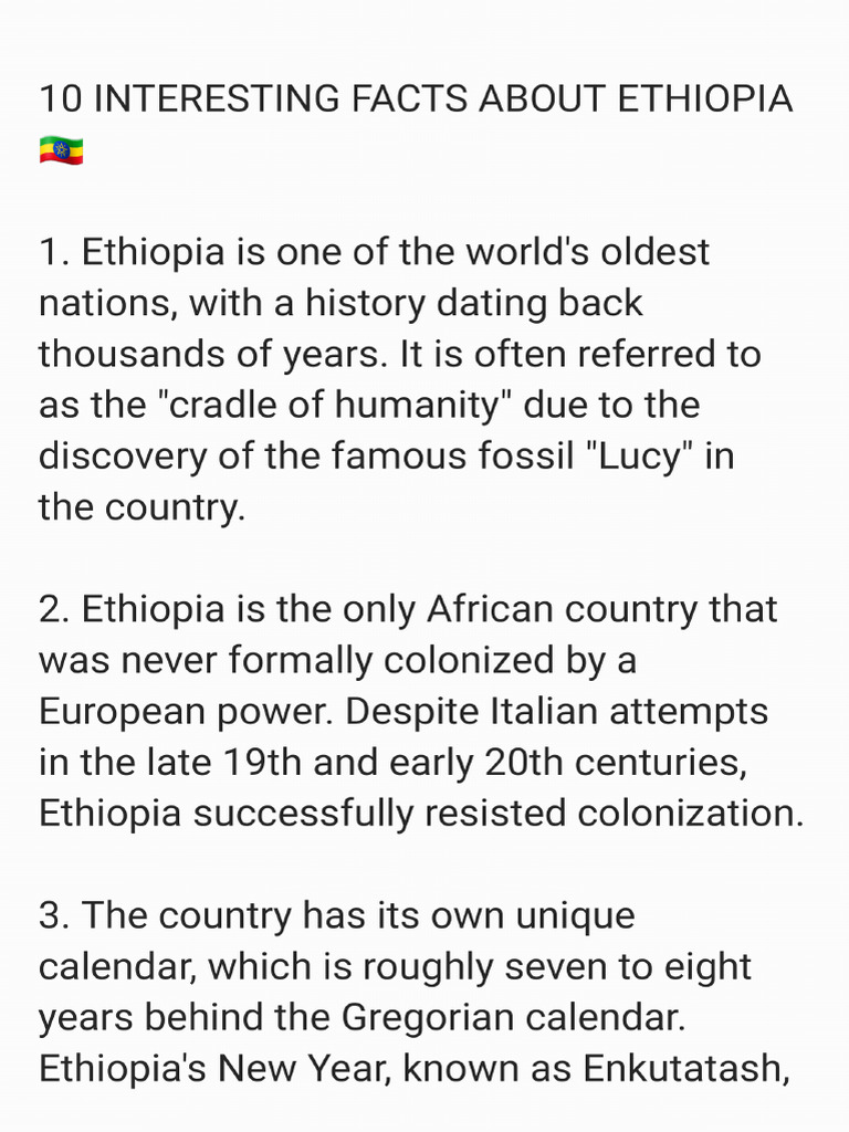 Ethiopia 10, Facts | PDF
