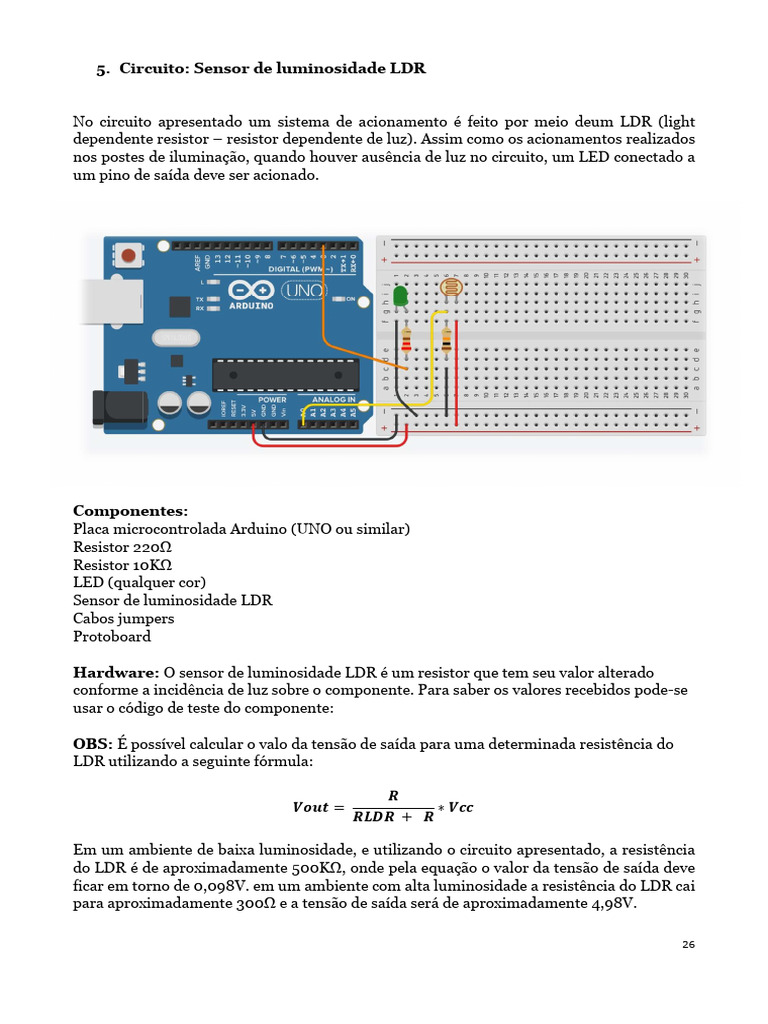 Circuito 5 - Sensor de Luminosidade LDR | PDF
