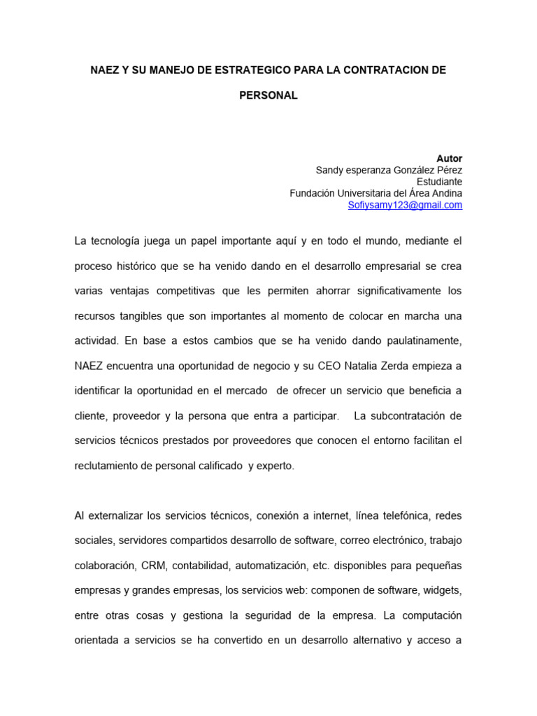 Naez y Su Manejo de Estrategico para La Contratacion de Personal | PDF | Red mundial | Internet ...