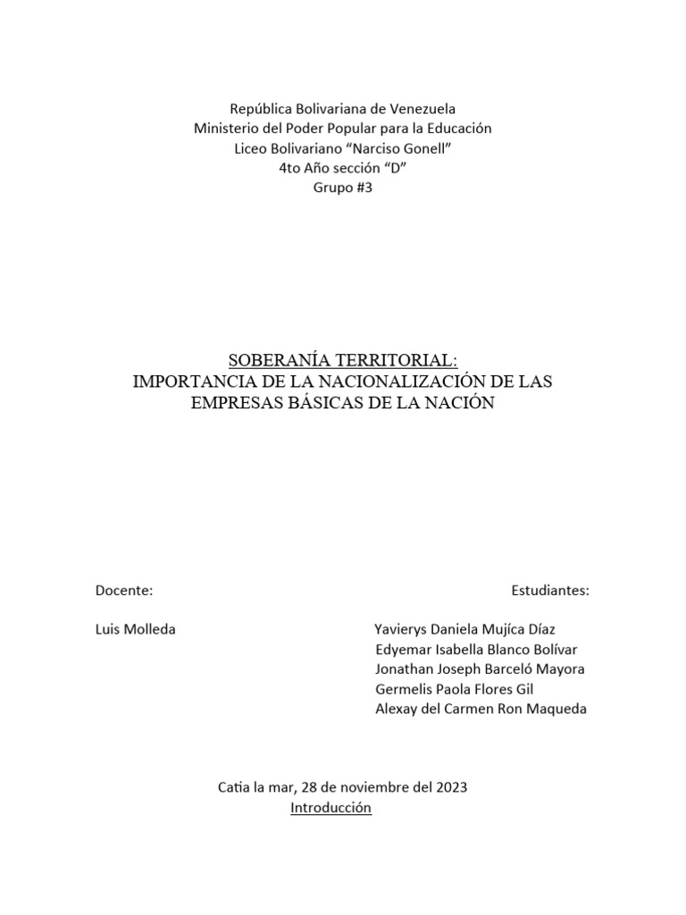Importncia de La Nacionalizacion | PDF | Venezuela | Business
