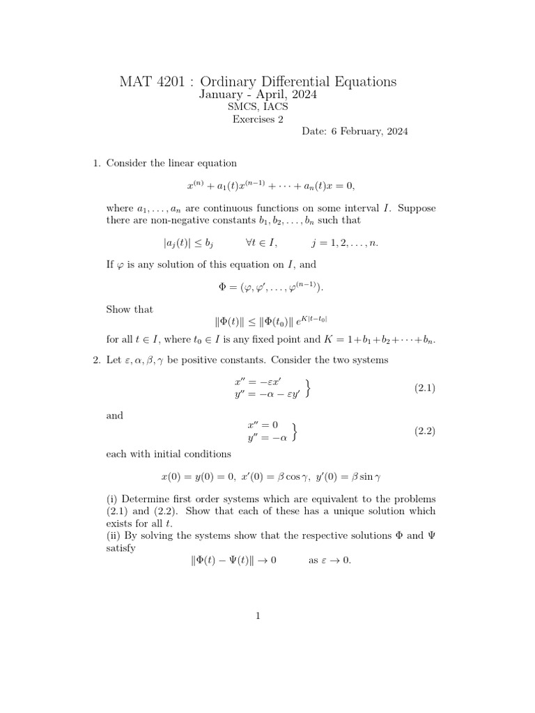 Ex 2 | PDF | Infinity | Equations