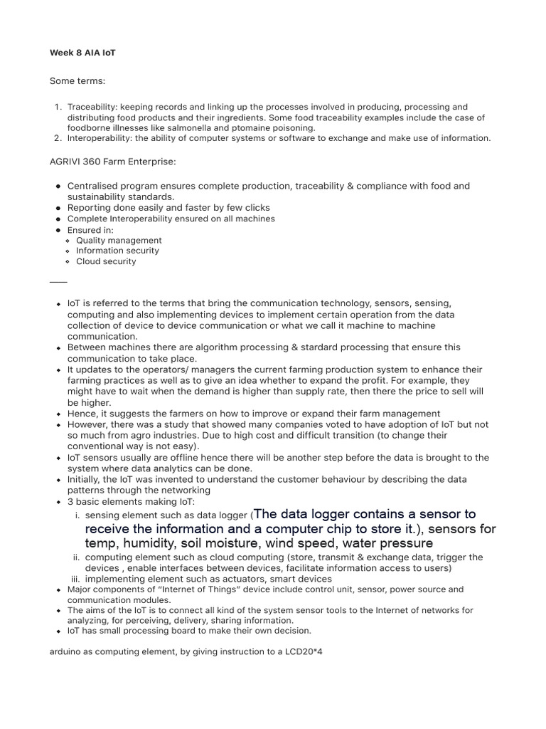 Week 8 AIA IoT | PDF | Internet Of Things | Computing