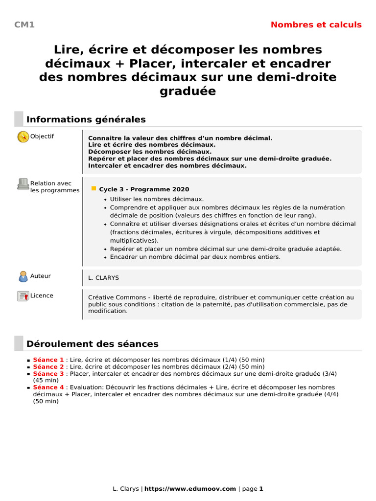 Décomposition et placement des décimaux | PDF | Code (information ...