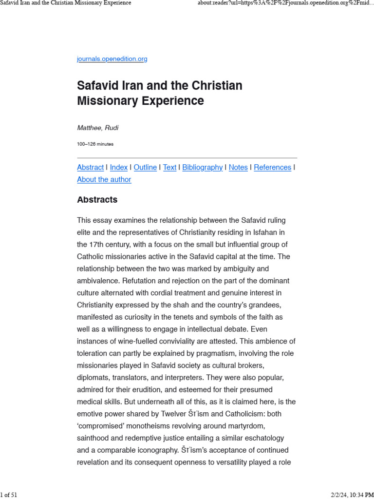 Safavid Iran and The Christian Missionary Experience | PDF | Mary ...