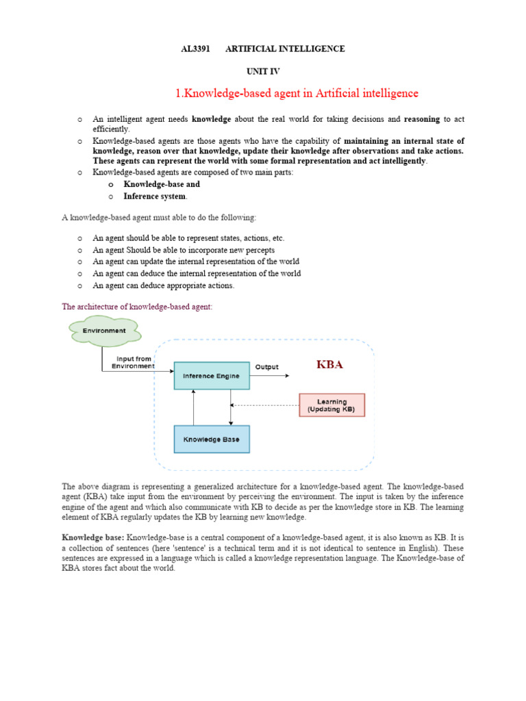 AL3391-AI Unit IV | PDF | First Order Logic | Logic