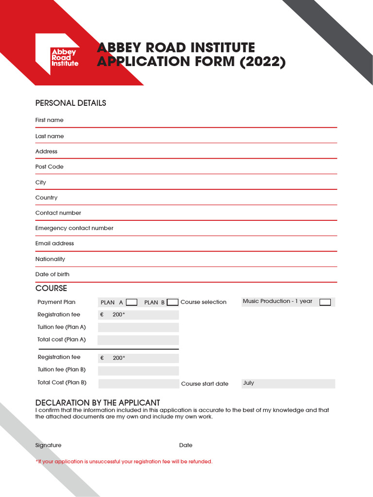 Application Form International Course - Tems and Conditions 2022 ...