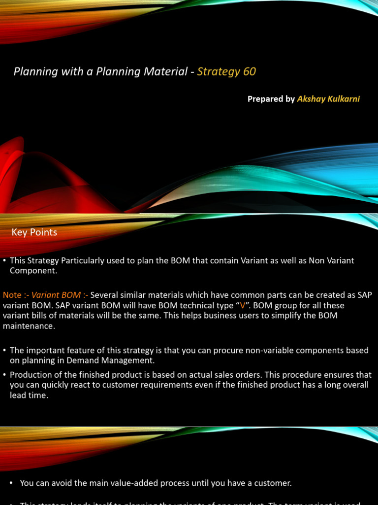 SAP Planning Material Strategy 60 | PDF | Logistics | Business Process ...