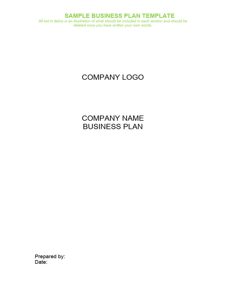 Sample Business Plan Template | PDF | Marketing | Business Plan