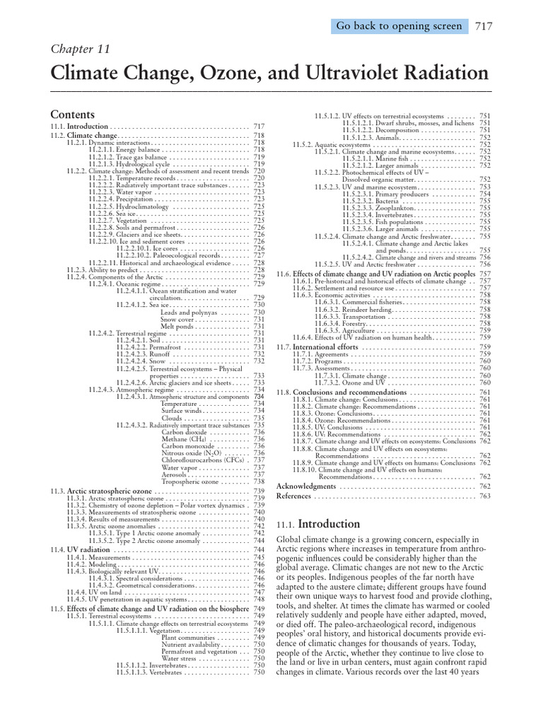 AAR-Ch11 Climate Change Ozone and Ultraviolet Radiation | PDF | Ozone ...