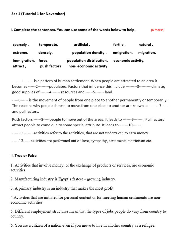 Sec 1 Nov Tutorial Pdf Human Migration Immigration