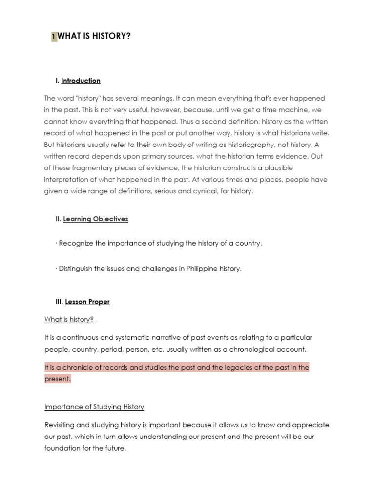 Module 1 What Is History | PDF | Historian | Philippines