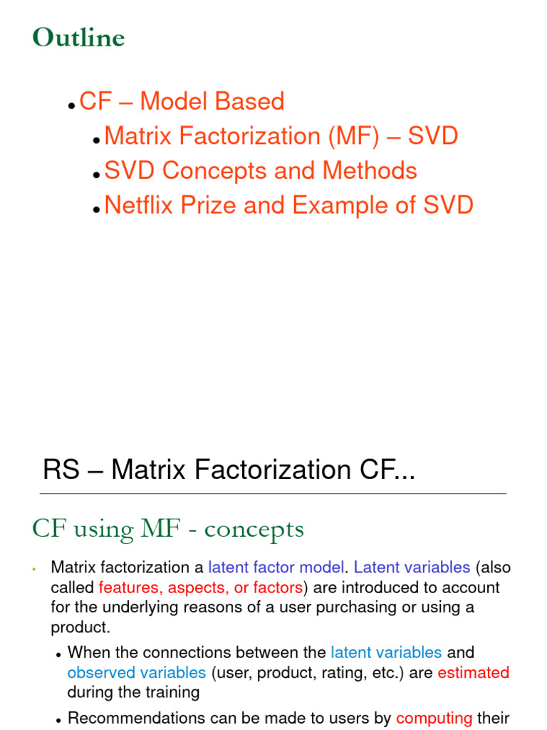 Chapter4 - Web Based Personalization Systems - Part3 - Collaborative Filtering - SVD | PDF ...
