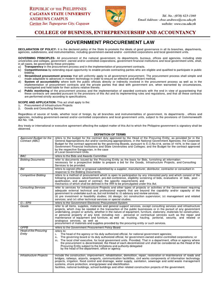 Government Procurement Law Overview | PDF | Procurement | Verification ...