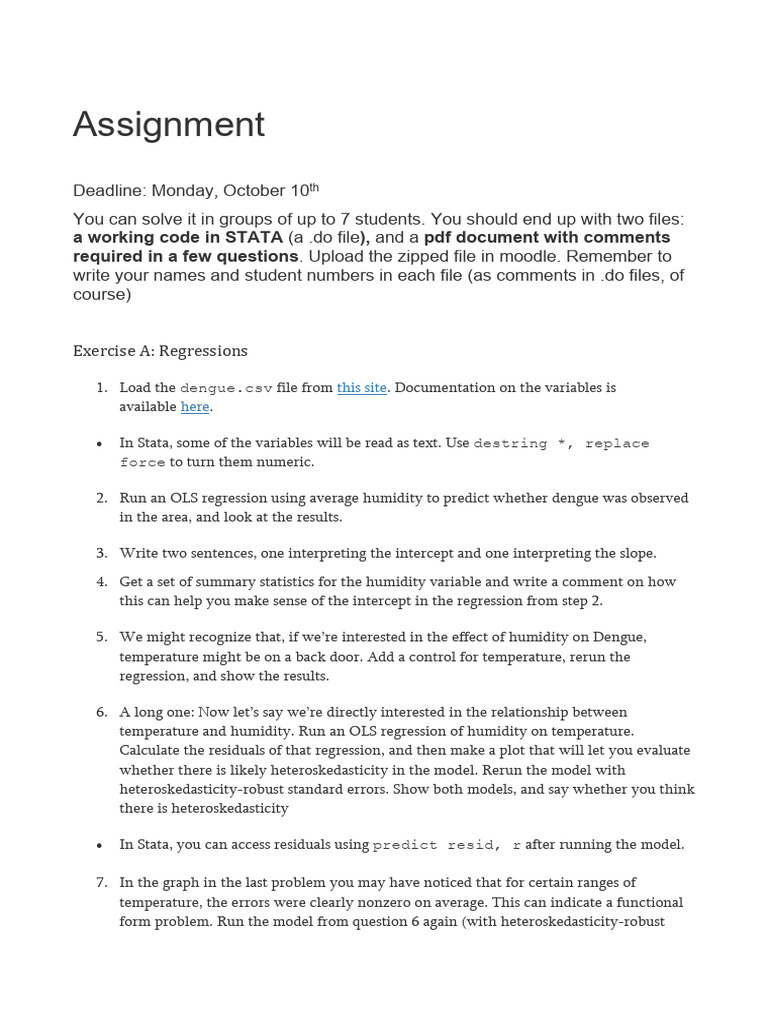 Assignment 2023 2024 | PDF | Regression Analysis | Errors And Residuals