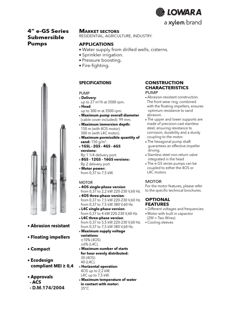 Lowara e-GS Serie - Brochure | PDF