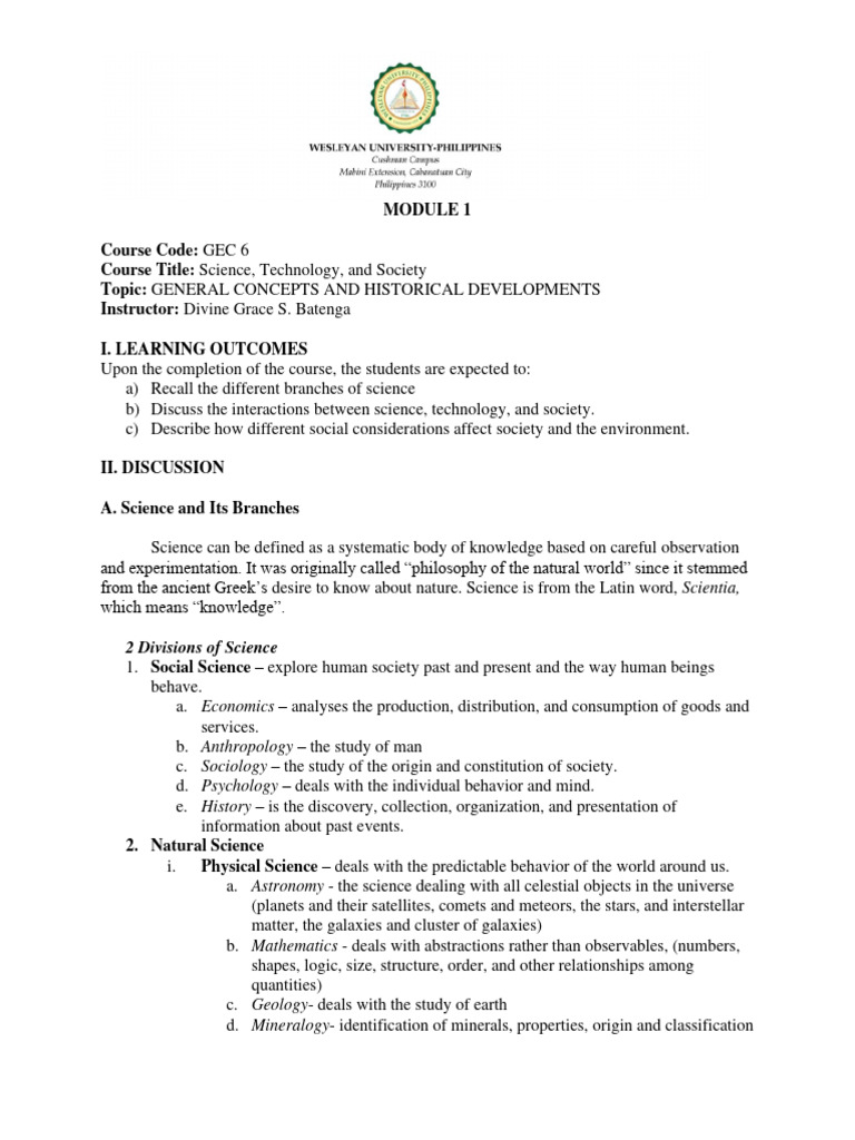 STS - Module 1 | Download Free PDF | Science | Life