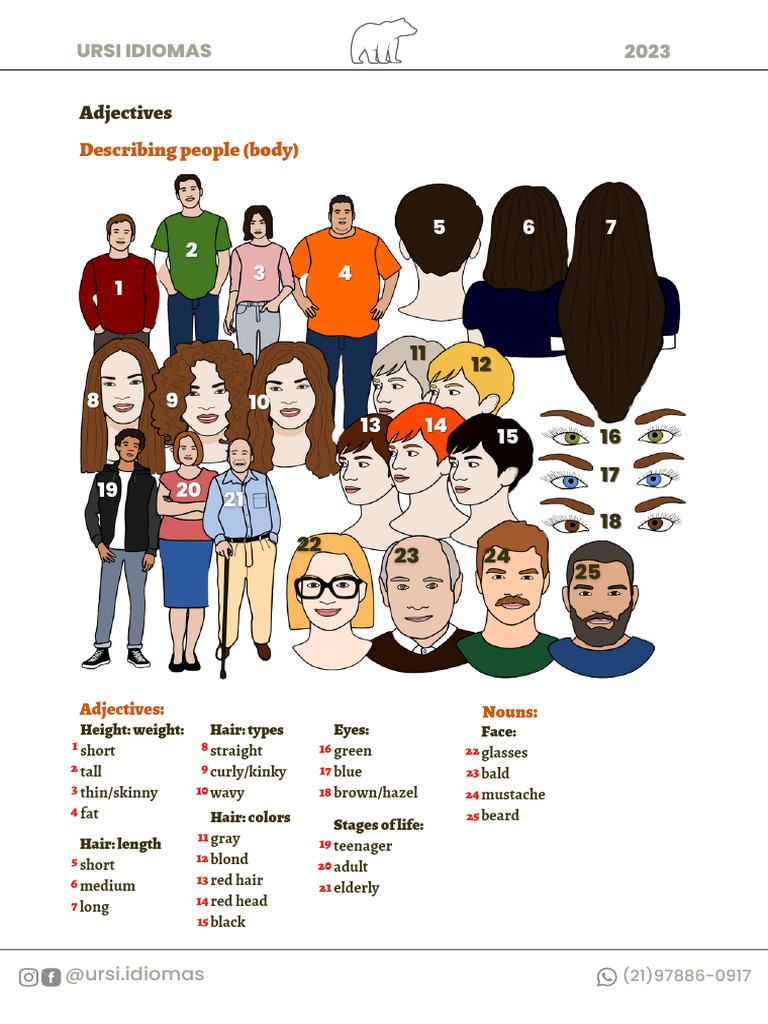 Adjectives | PDF | Human Head And Neck | Hair