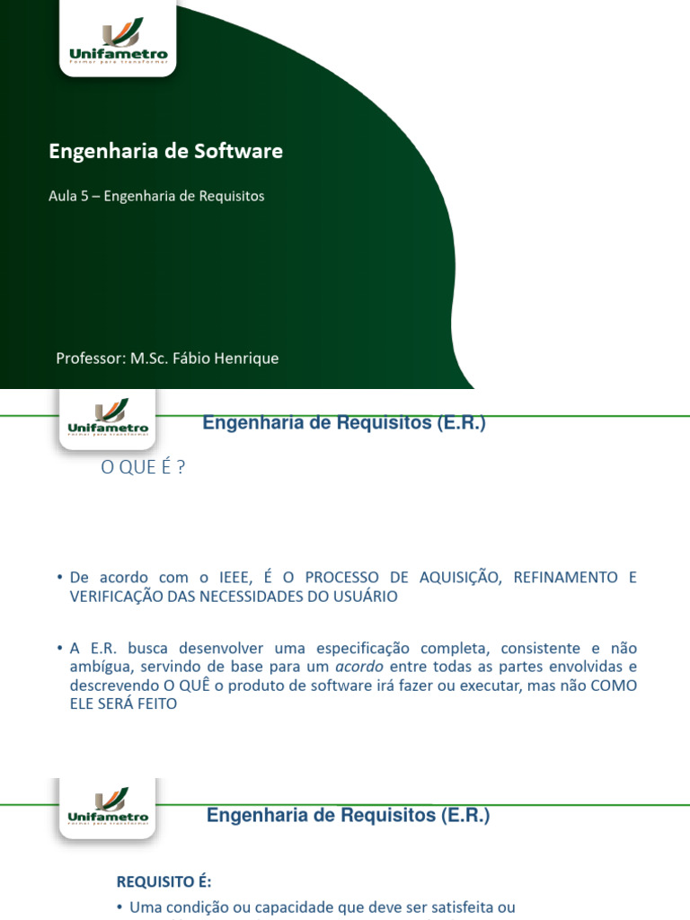 Aula5 EngenhariaRequisitos | PDF | Engenharia | Programas