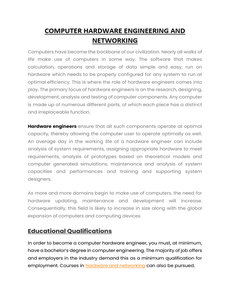 Computer Hardware Engineering and Networkin1 | PDF | Computer ...