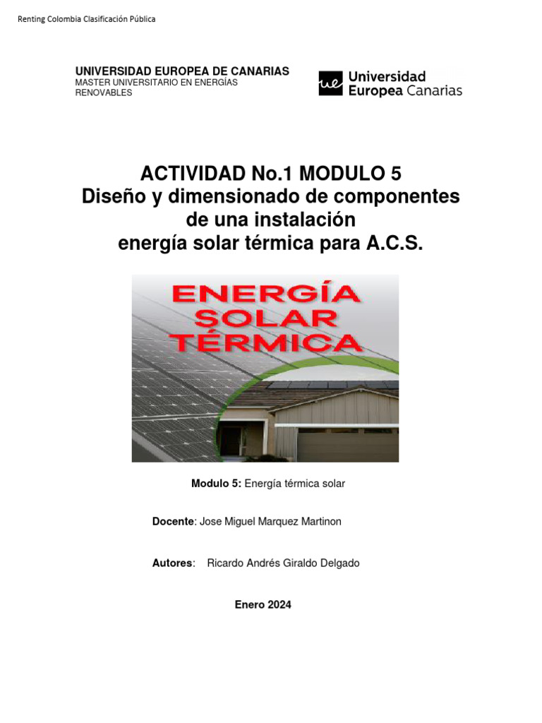 ACTIVIDAD No.1 MODULO 5 | PDF | Energía solar | Temperatura