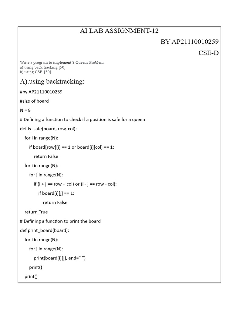 Ai Lab Assignment - 12 by Ap21110010259 | PDF