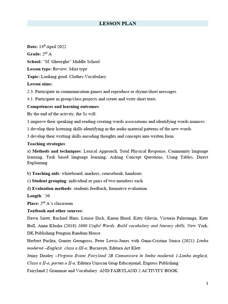 Lesson Plan 2 ND Grade | Download Free PDF | Teachers | Communication