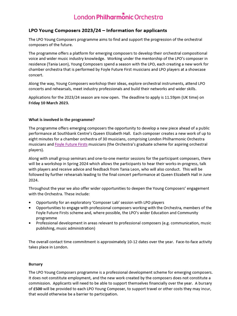 LPO Young Composers 23 24 Information Pack | PDF