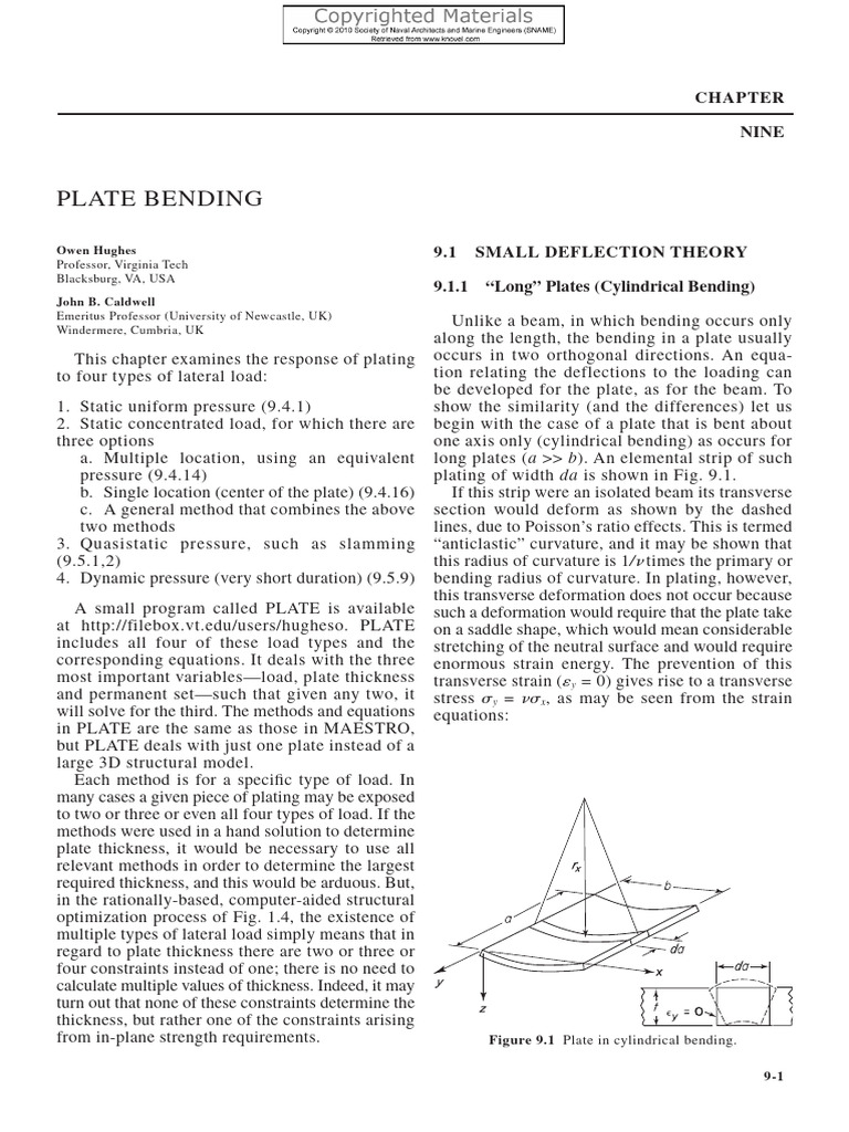 Chapter 9 Plate Bending Book Ship Strucutural Analysis&Design | PDF ...