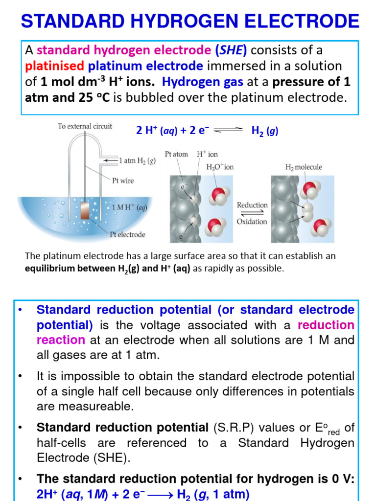 Standard Hydrogen Electrode | PDF
