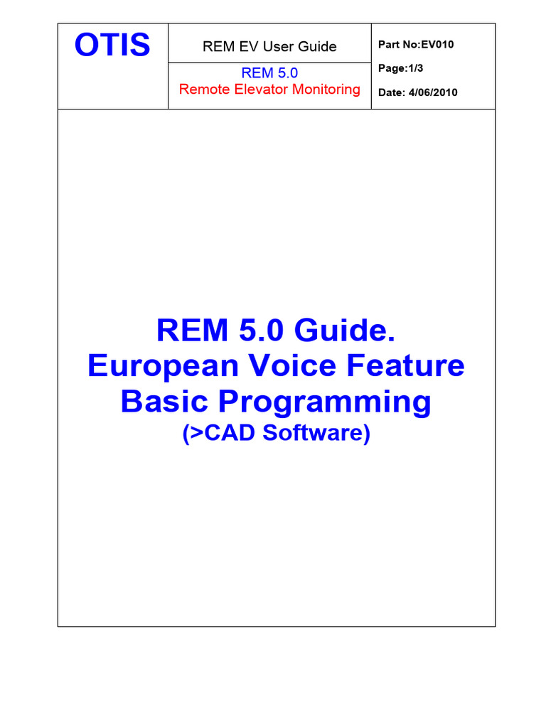 REM EV Guide (Basic Programming) CAD+ | PDF | Telephone Number | Elevator