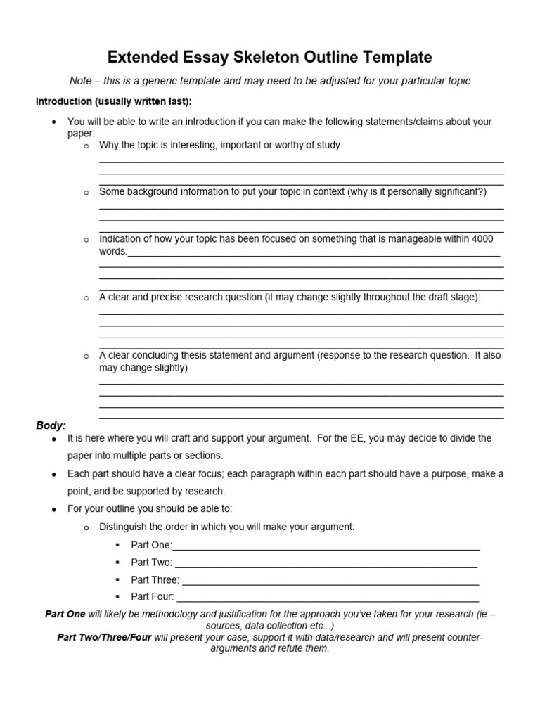 Extended Essay Outline Template | PDF | Essays | Science