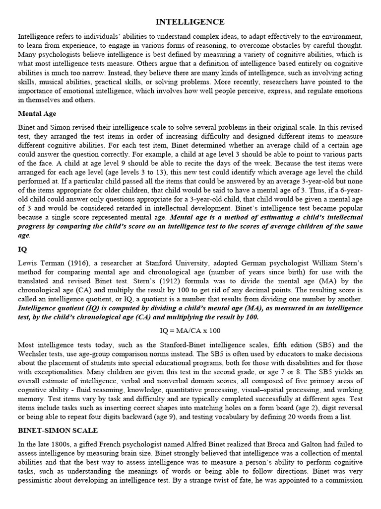 psychological process II | PDF | Wechsler Adult Intelligence Scale ...