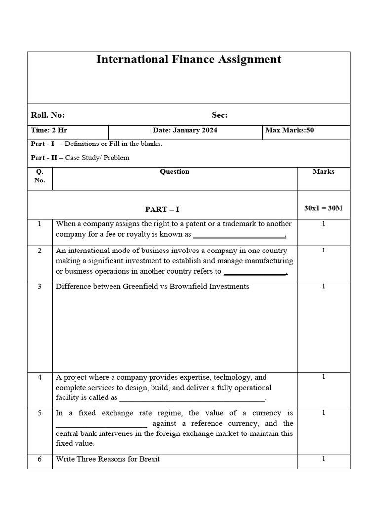 International Finance Assignment | PDF | Exchange Rate | Foreign Exchange Market