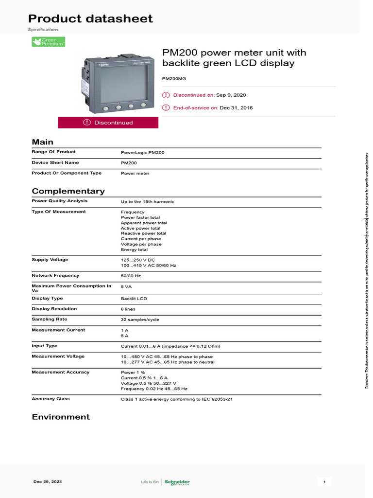 Schneider Electric - PowerLogic-PM200 - PM200MG | PDF | Ac Power ...