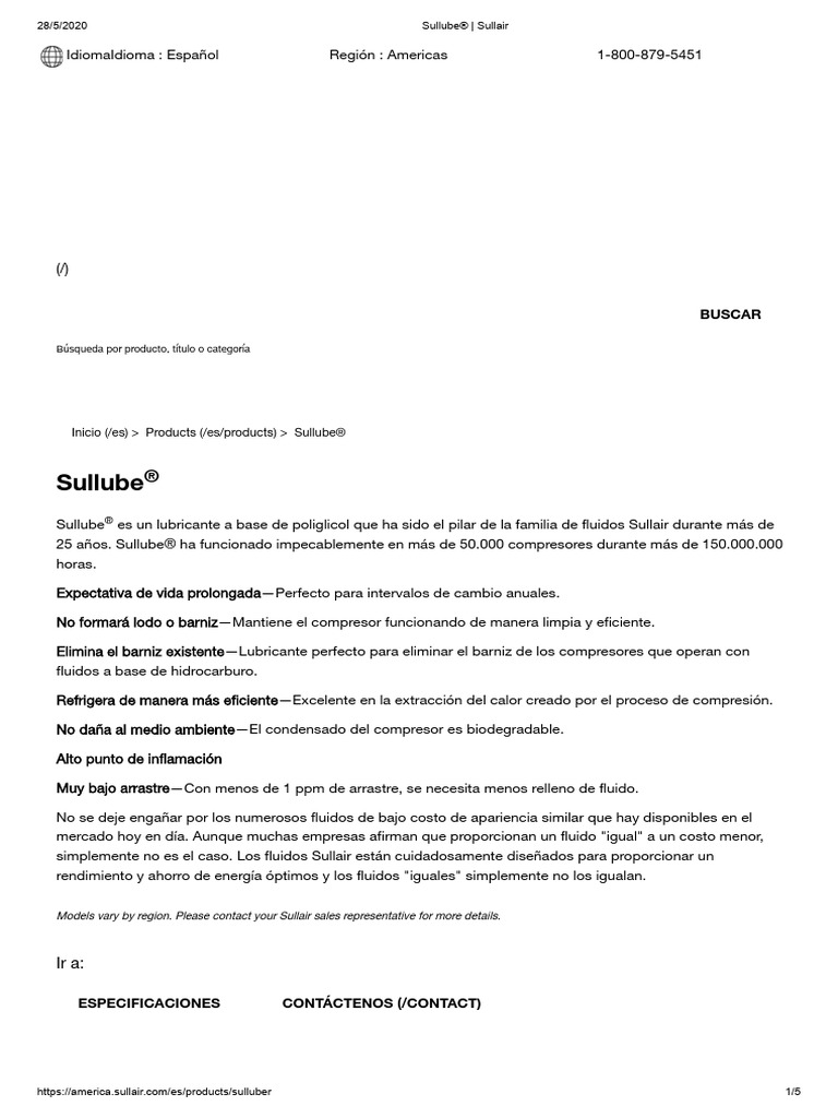 Sullube® - Sullair | PDF | Gases | Ingeniería Química
