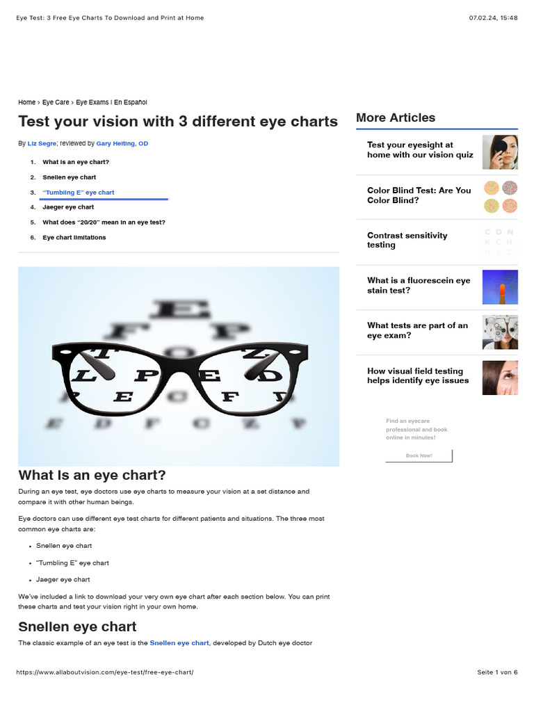 Eye Test: 3 Free Eye Charts To Download and Print at Home | PDF ...