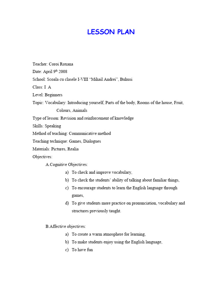 1th Grade-Colours, Parts of The Body, Etc | PDF | Education Theory ...