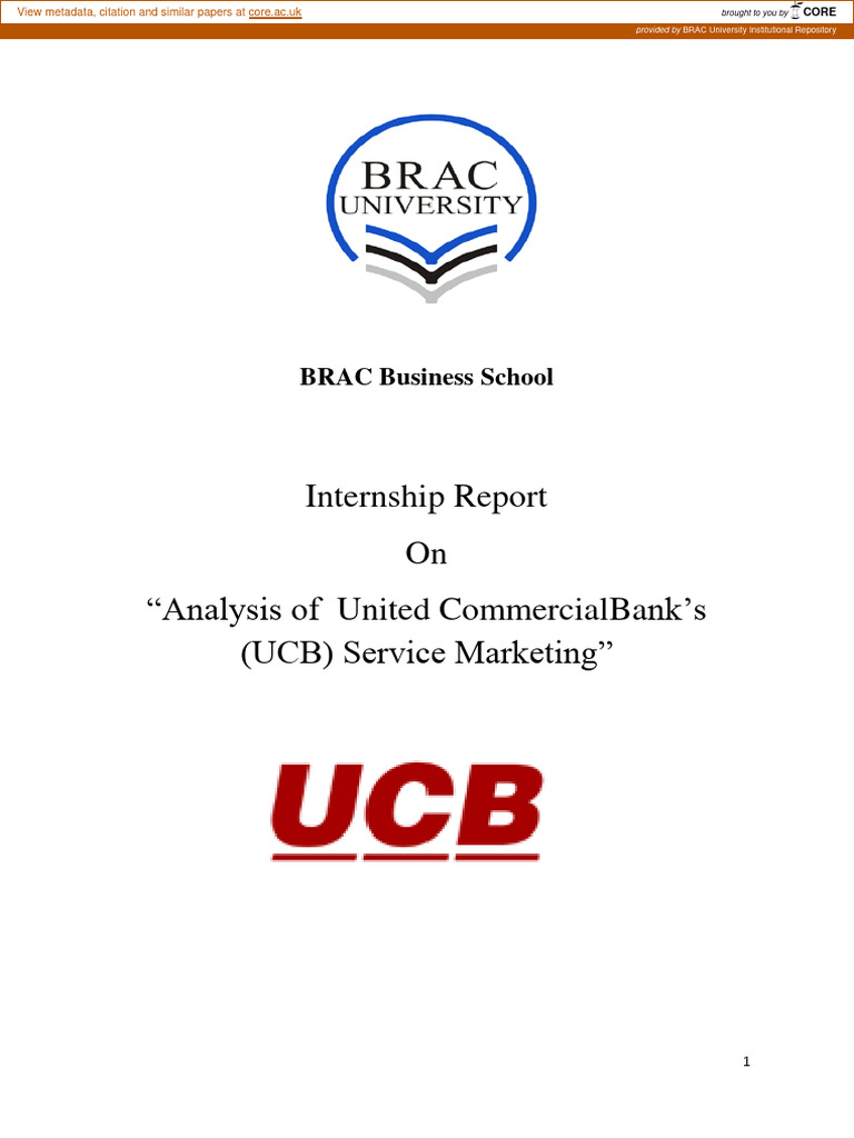 Internship Report On "Analysis of United Commercial Bank S (UCB ...
