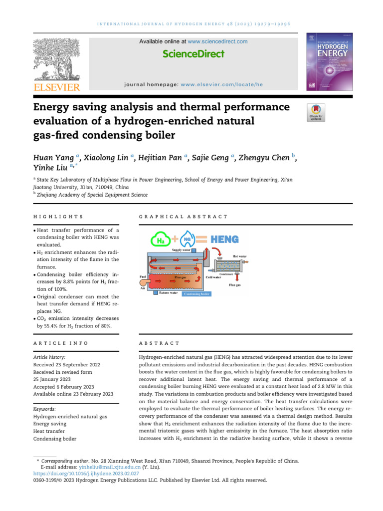 Energy Saving Analysis and Thermal Performance Evaluation of A Hydrogen ...