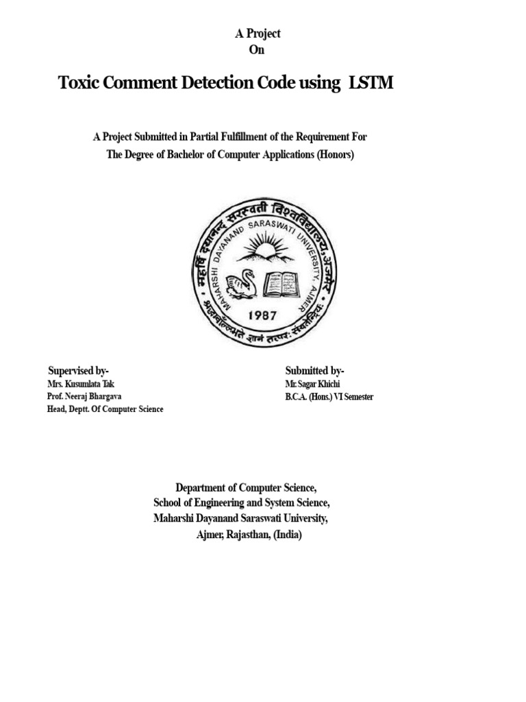 Toxic Comment Detection Code Using LSTM: A Project On | PDF | Receiver Operating Characteristic ...