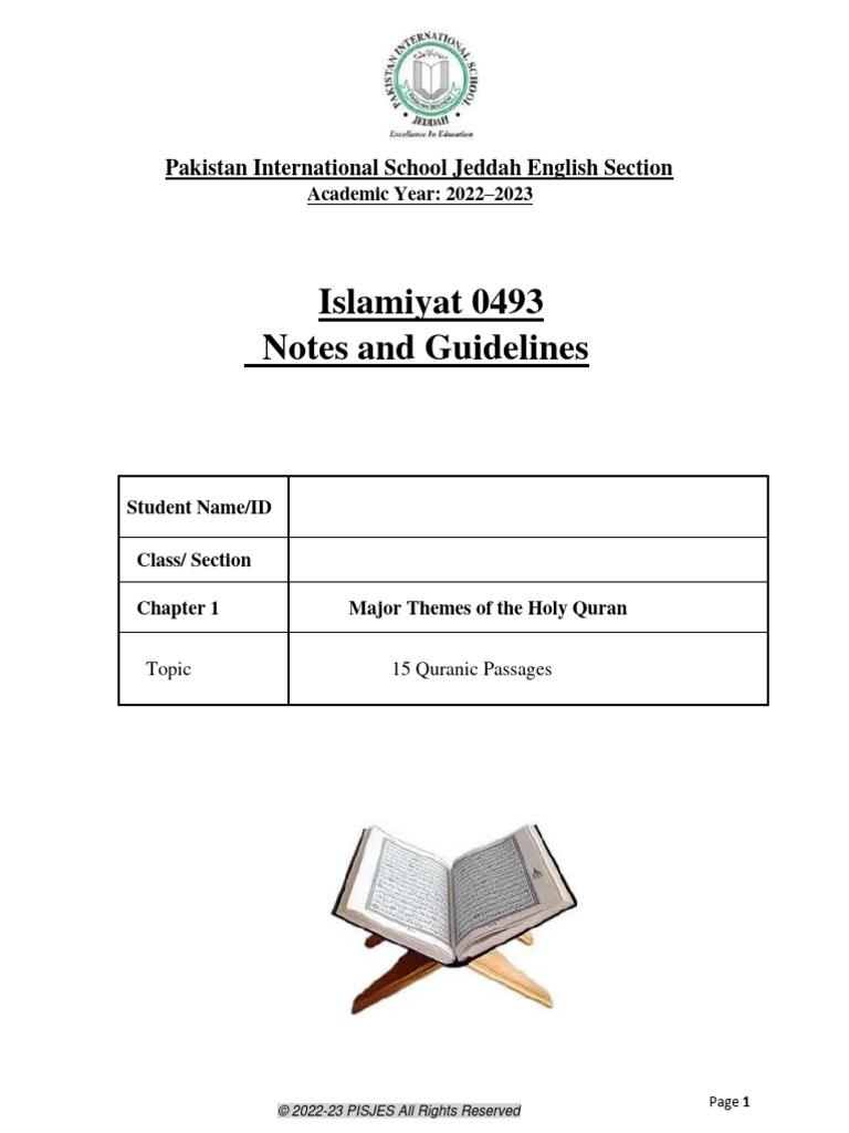CH 1 - All Quranic Passages Recent Notes 1 | PDF | God In Islam | Tawhid